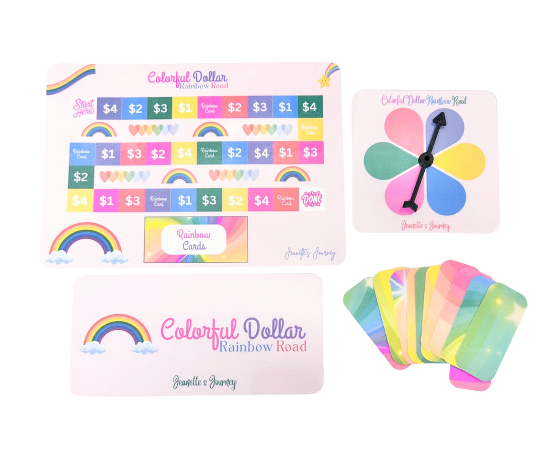 Colorful Dollar Rainbow Road Board Game/A5 – Jeanette's Journey